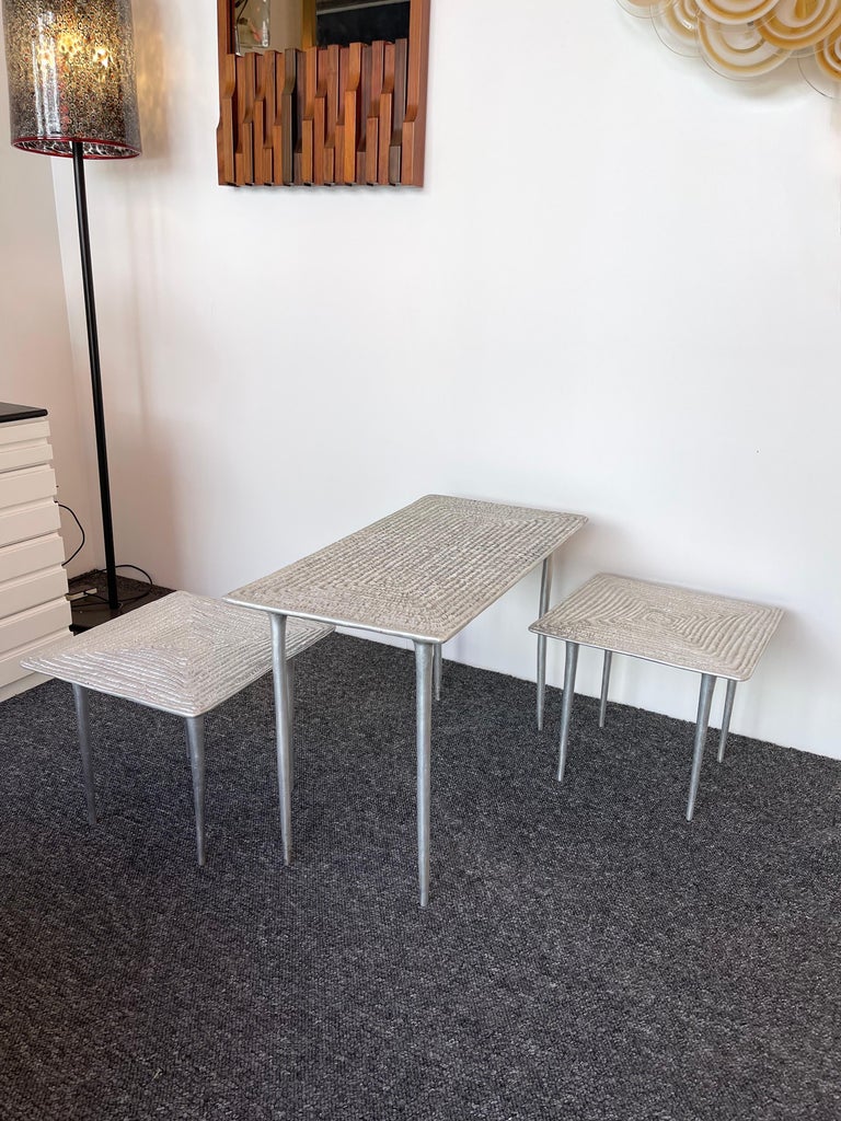 Set of 3 Cast Metal Coffee Side Tables, Italy, 1990s For Sale at 1stDibs