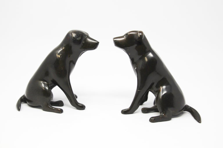 Set of Cast Metal Sculpture of Labrador Dogs Bookends at 1stDibs