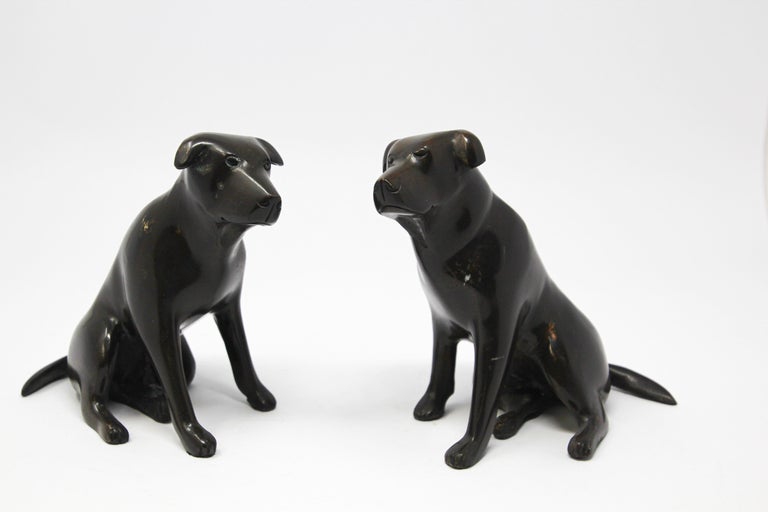 Set of Cast Metal Sculpture of Labrador Dogs Bookends at 1stDibs