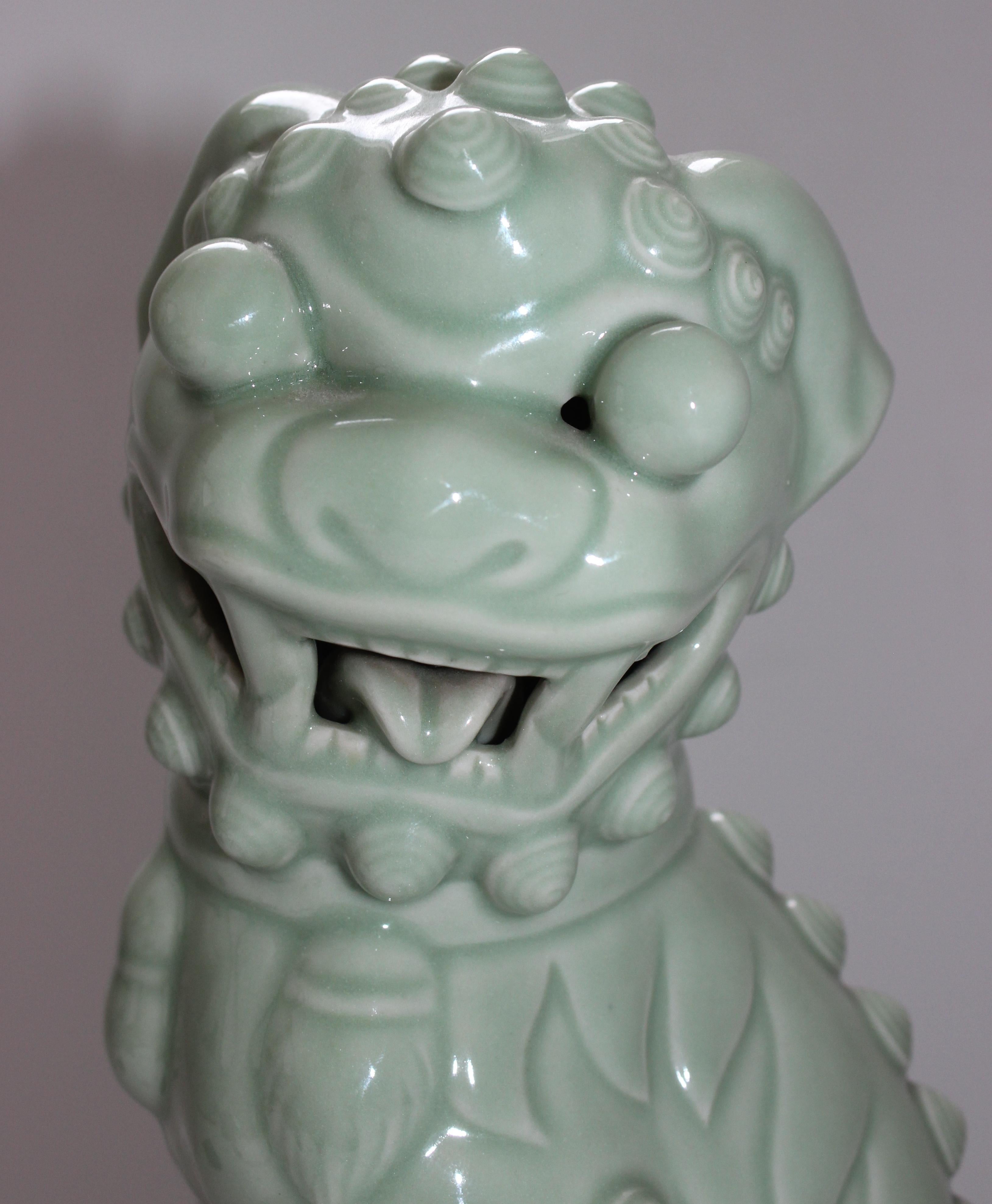Set of Celedon Green Foo Dogs at 1stDibs