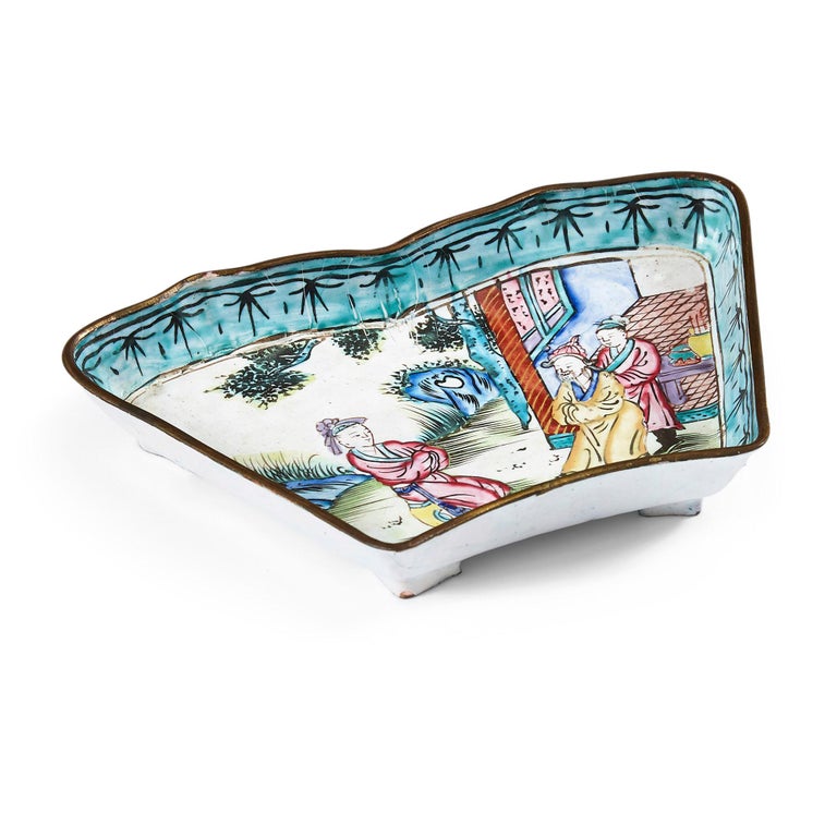 Set of Chinese Enamel Dishes in Lacquered Box at 1stDibs