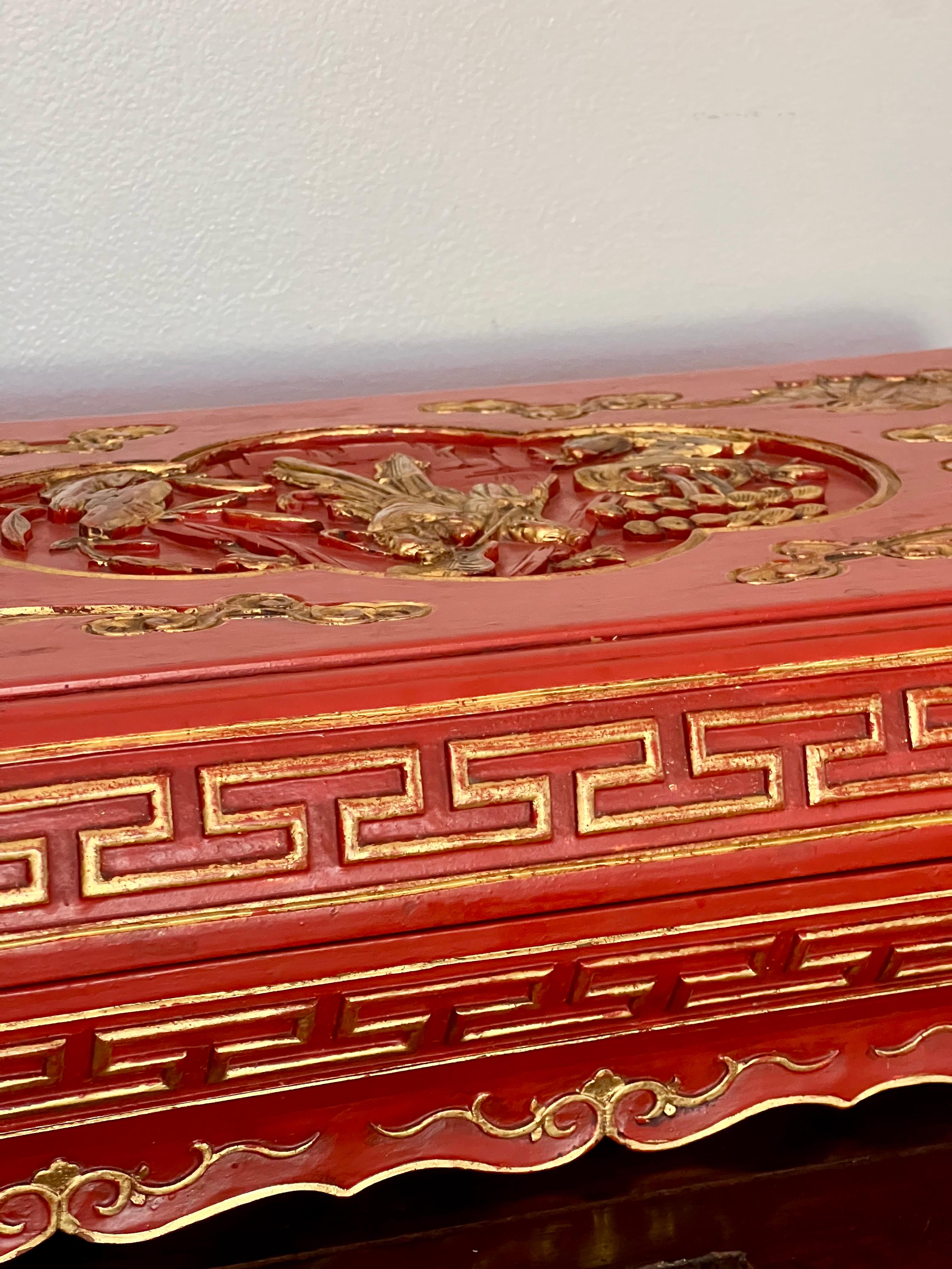 Set of Chinese Red Lacquered Wedding Presentation Boxes, Carved, Parcel ...