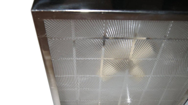 Set of Chrome and Glass Square Pendant Light Fixtures, Sold ...