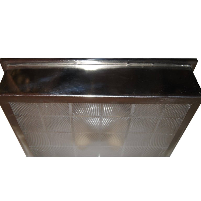 Set of Chrome and Glass Square Pendant Light Fixtures, Sold ...