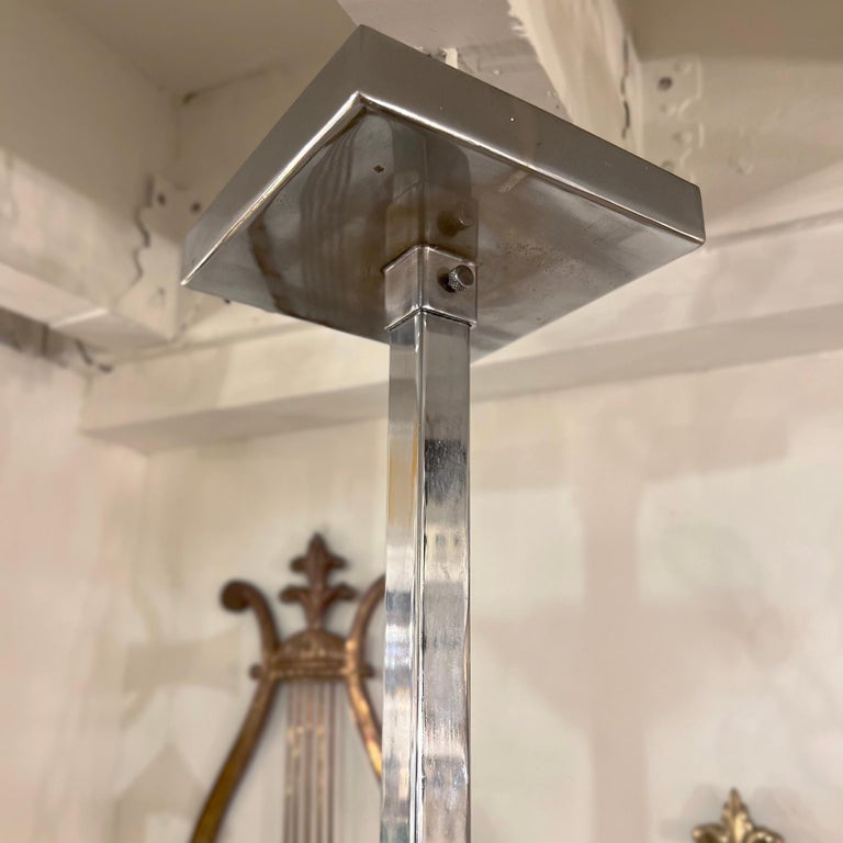 Set of Chrome and Glass Square Pendant Light Fixtures, Sold ...