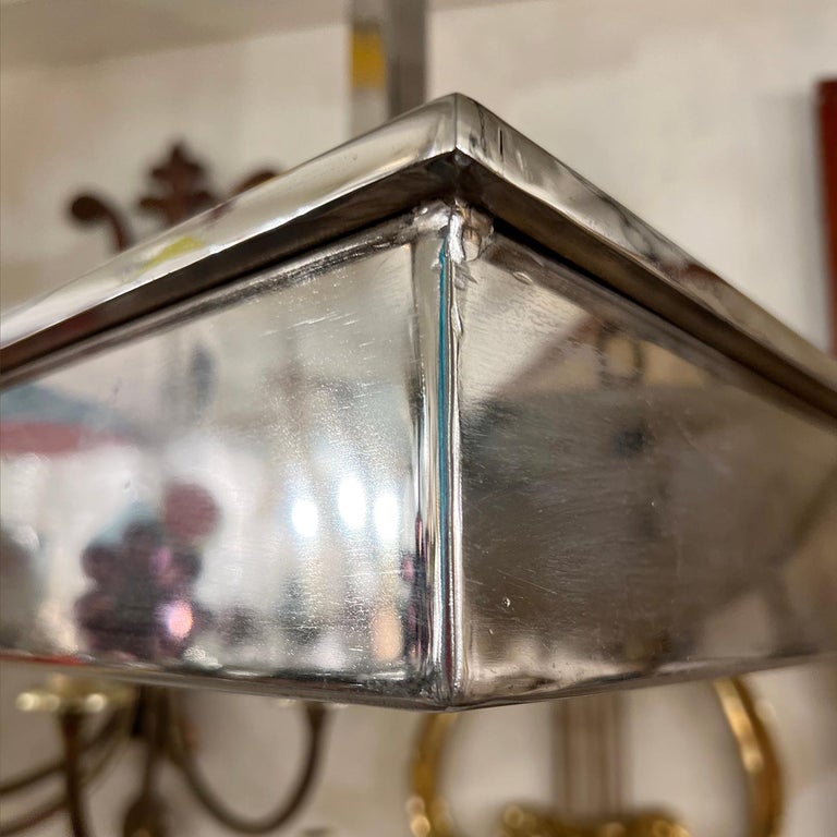Set of Chrome and Glass Square Pendant Light Fixtures, Sold ...