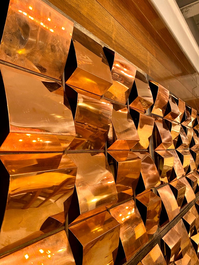 Set of Copper Wall Lights Panels, 1970s at 1stDibs