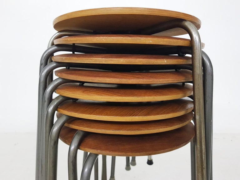 Set of Danish Modern Teak Stacking Stools Attributed to Arne Jacobsen ...
