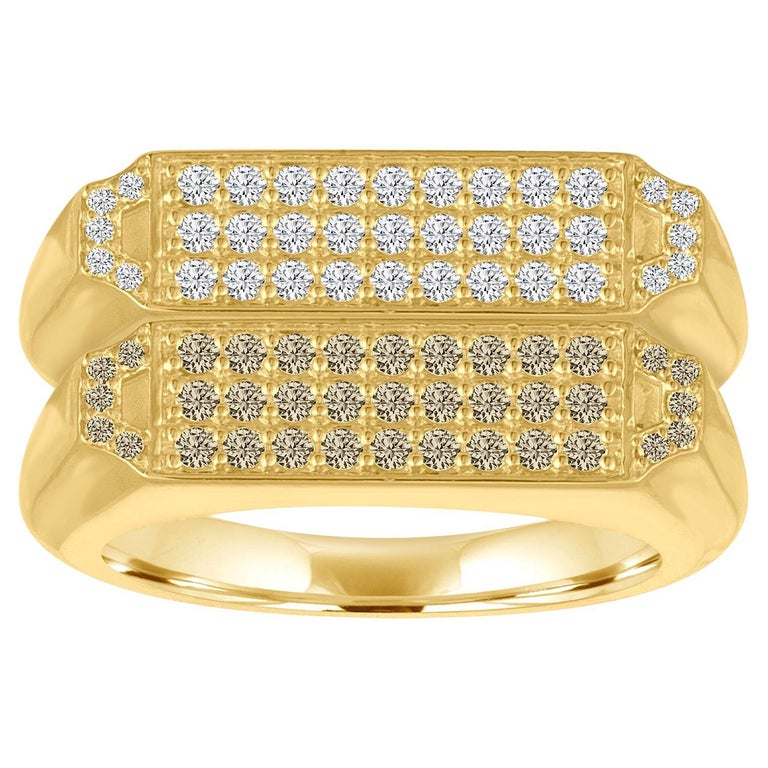 Set of Deco Inspired Stack Rings in 18k Gold, White and Champagne ...