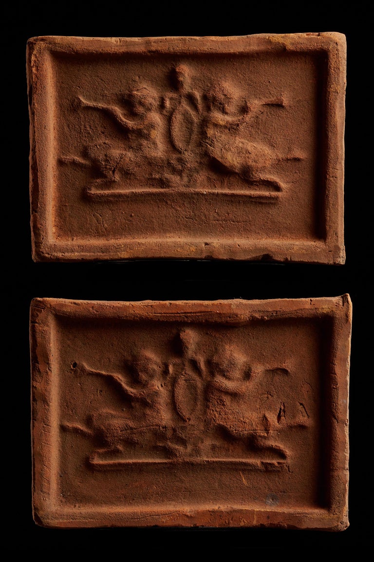 Set of Decorative Tiles with Angels Blowing Horns For Sale at 1stDibs