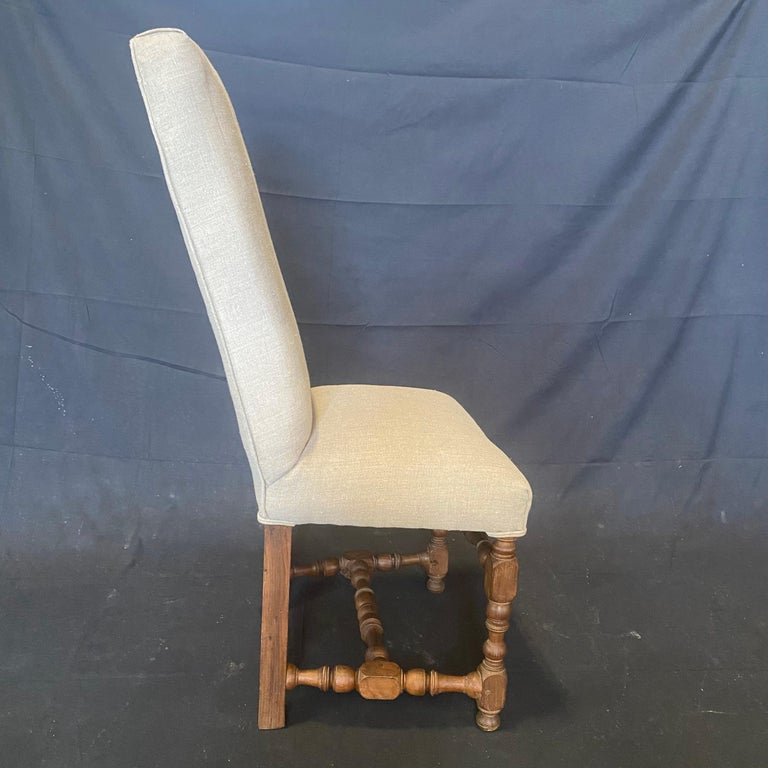 Set of Early French Louis XIII Chairs with Intricate Turnery and New ...