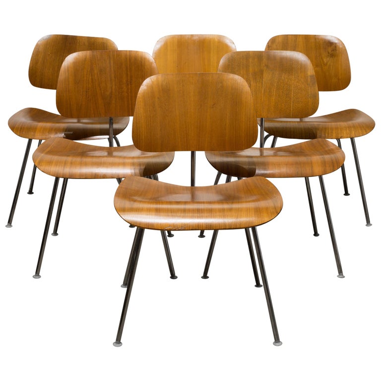 Set of Early Ray and Charles Eames for Herman Miller DCM Chairs, circa ...