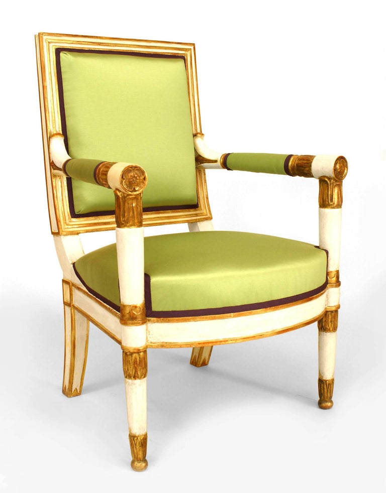 Set of Eight 18th c. Painted and Gilt French Directoire Armchairs For ...