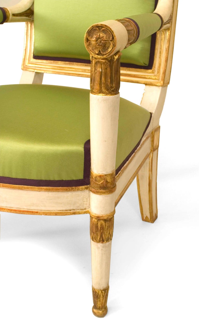 Set of Eight 18th c. Painted and Gilt French Directoire Armchairs For ...