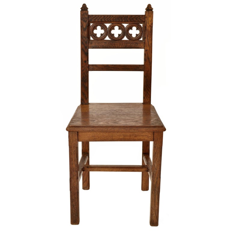 Set of Eight 19th Century Carved Oak Gothic Revival Chairs A W Pugin ...