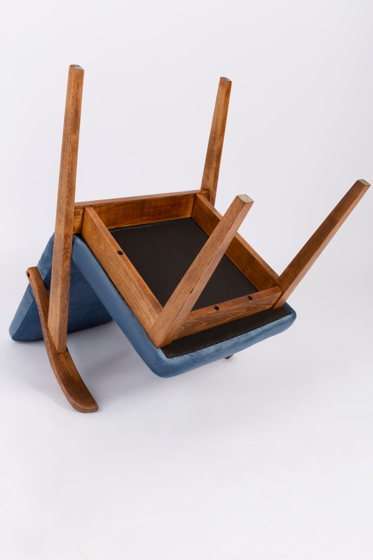 Set of Eight 20th Century Vintage Blue Chairs by Mieczyslaw Puchala ...