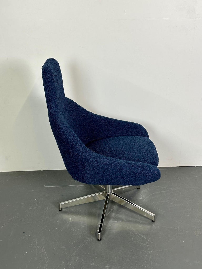 Set of Eight Blue Mid-Century Modern Armless Office / Dining Chairs ...