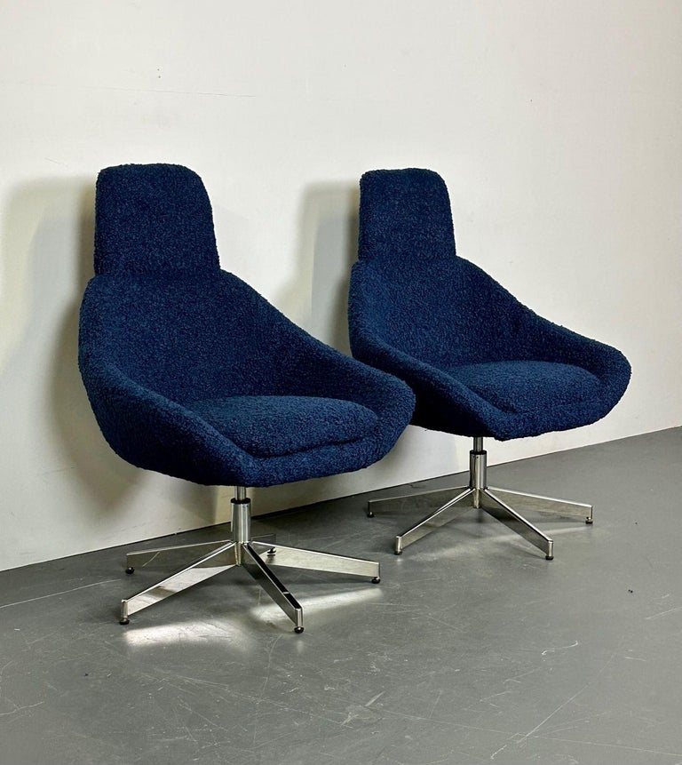 Set of Eight Blue Mid-Century Modern Armless Office / Dining Chairs ...
