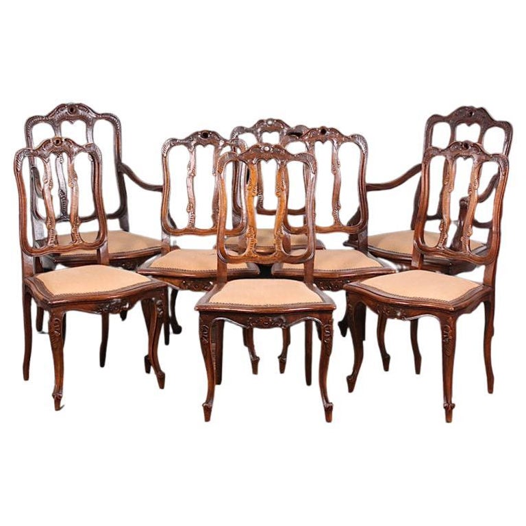 Set of Eight Carved Dining Chairs at 1stDibs