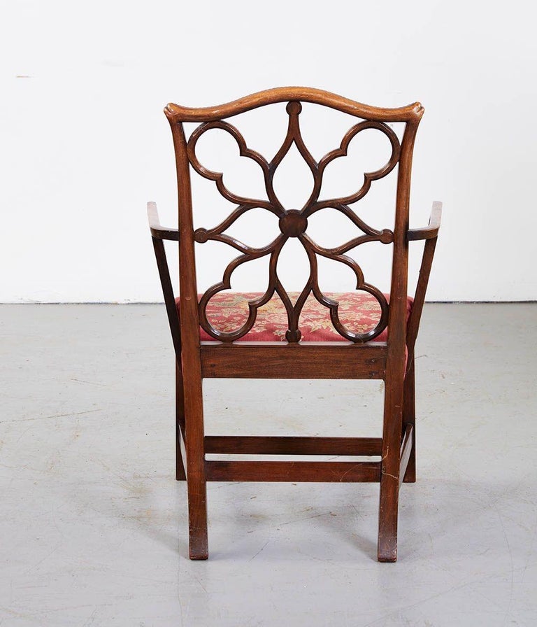 Set of Eight Chippendale Fretwork Dining Chairs For Sale at 1stDibs
