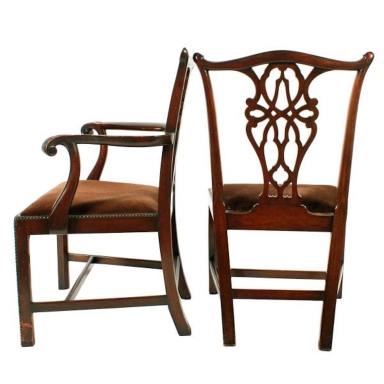 Set of Eight Chippendale Style Chairs, 20th Century For Sale at 1stDibs