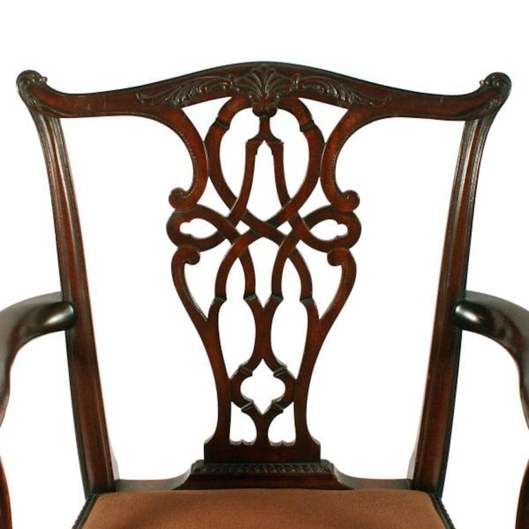 Set of Eight Chippendale Style Chairs, 20th Century For Sale at 1stDibs