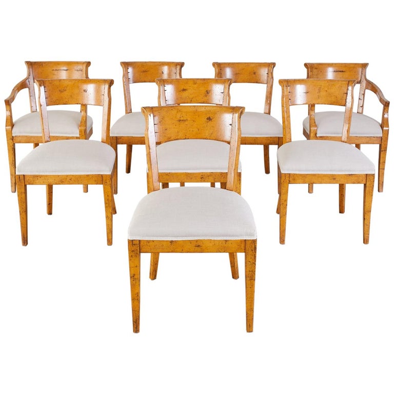Set of Eight Country English Style Maple Dining Chairs at 1stDibs