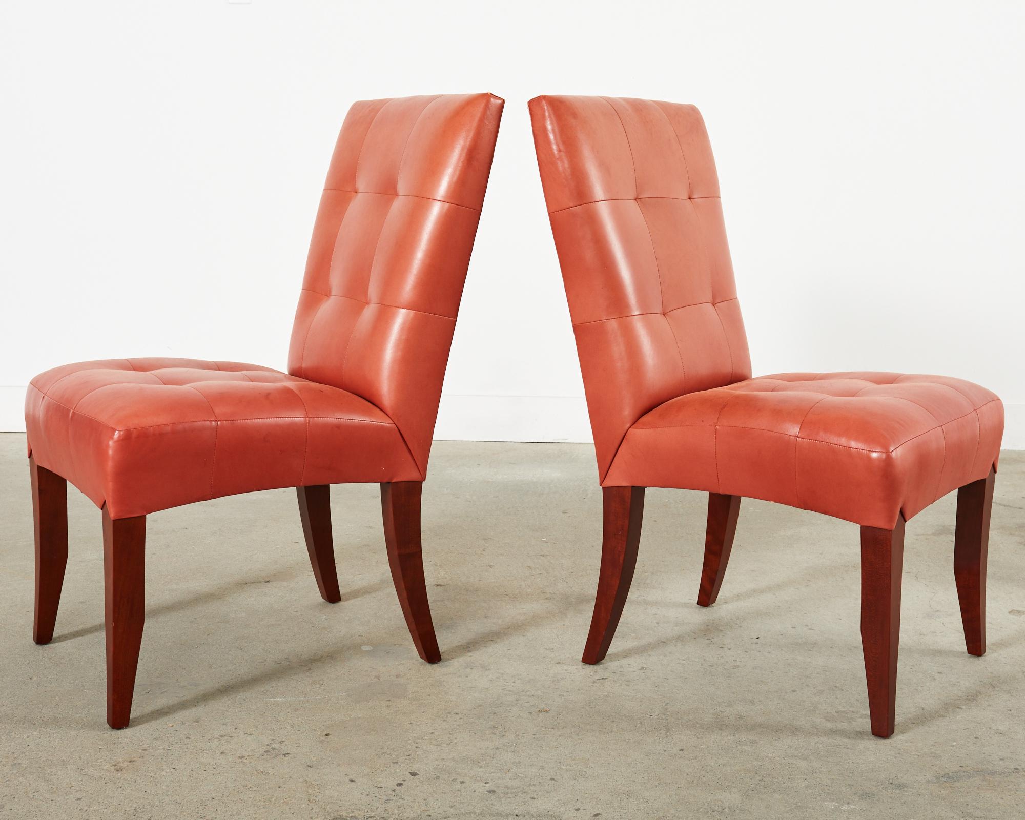 Set of Eight Dakota Jackson Puff Leather Dining Chairs at 1stDibs