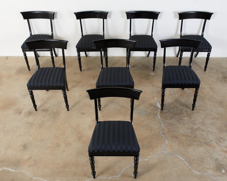 Set of Eight English Regency Style Ebonized Dining Chairs at 1stDibs