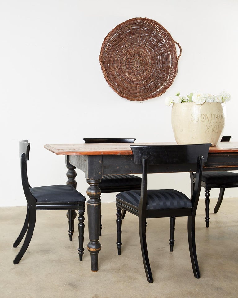 Set of Eight English Regency Style Ebonized Dining Chairs at 1stDibs