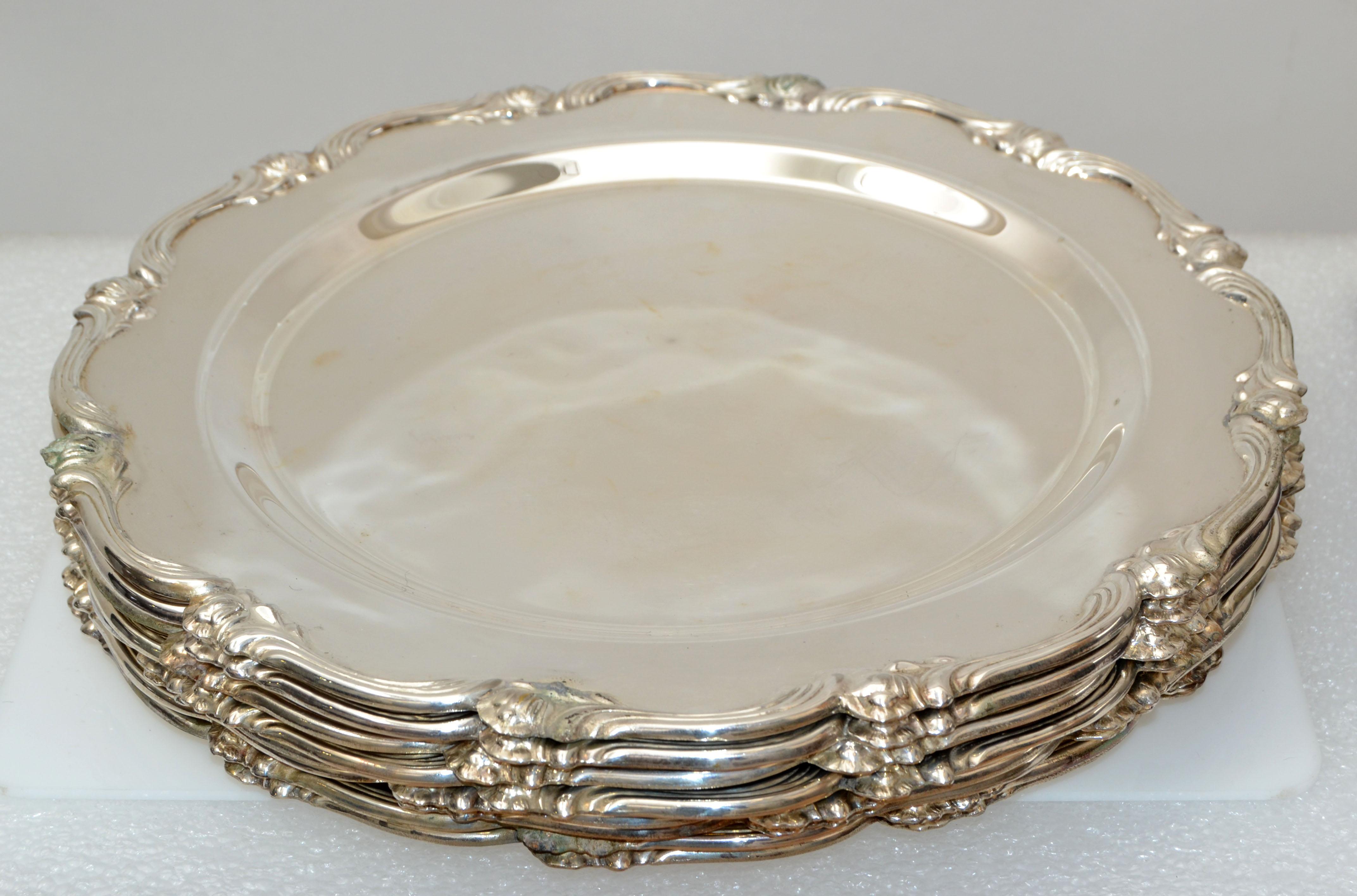 Set of Eight Finest Silver Plate Handmade Serving Chargers Underplates ...