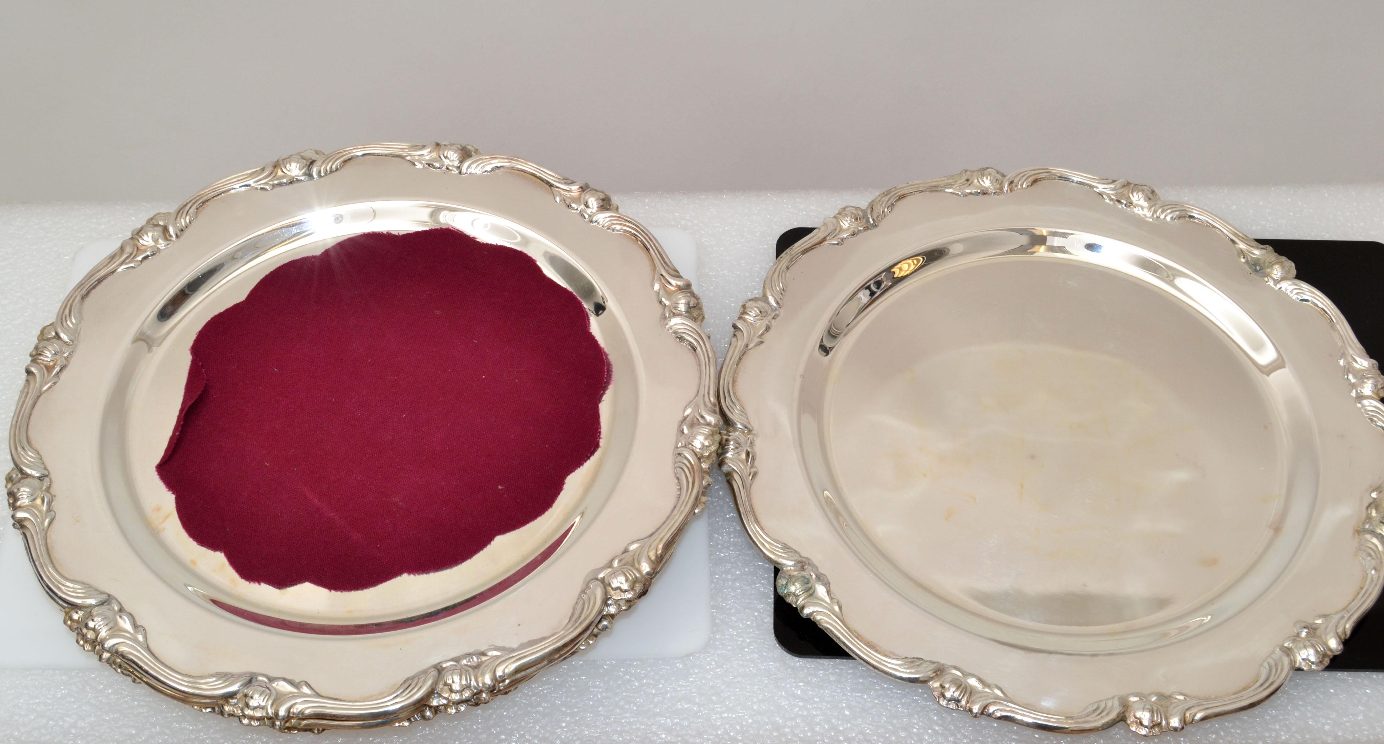 Set of Eight Finest Silver Plate Handmade Serving Chargers Underplates ...