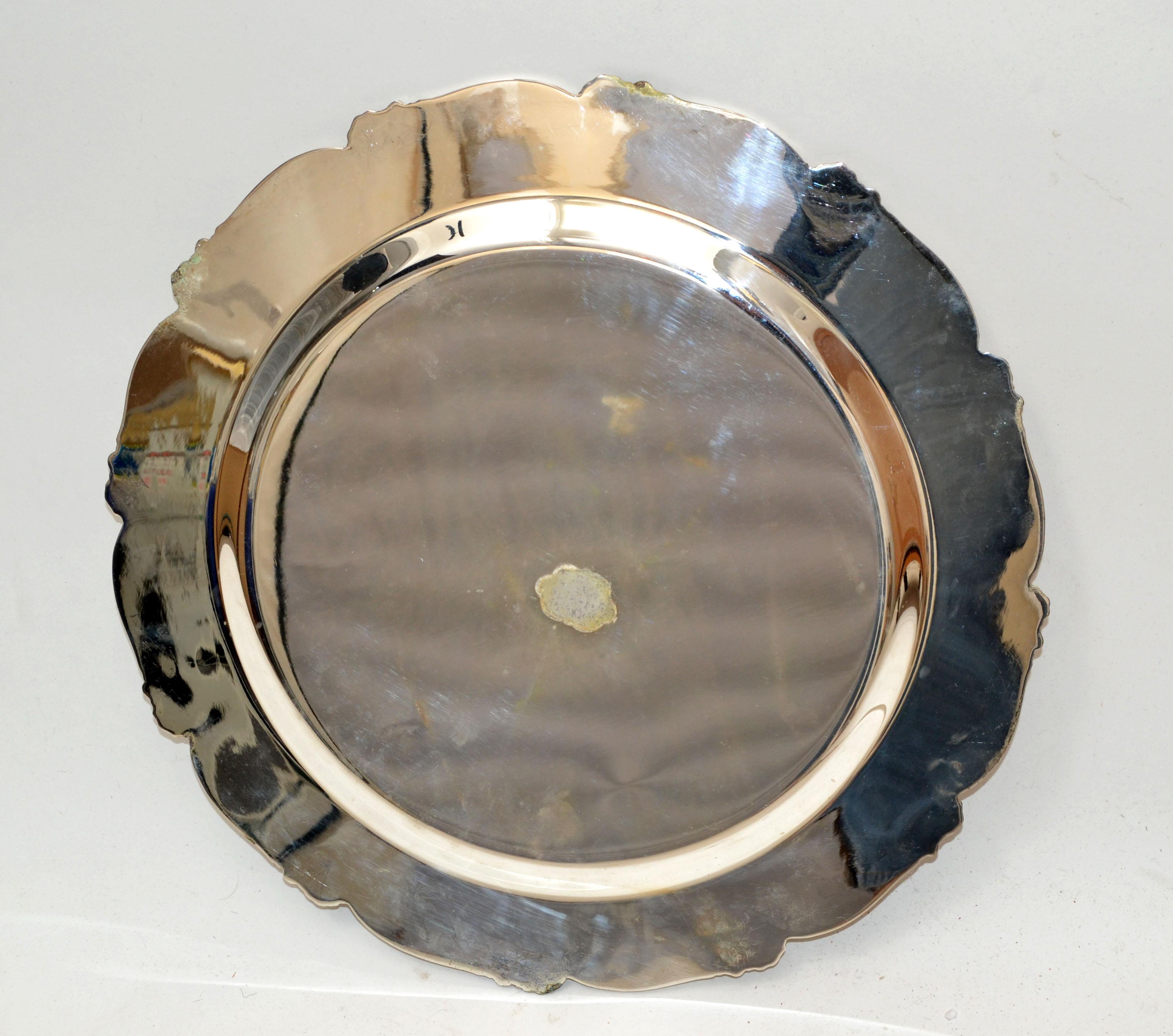 Set of Eight Finest Silver Plate Handmade Serving Chargers Underplates ...