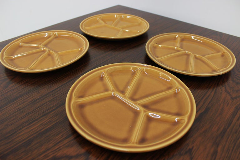 Set of Eight Fondue Plates, Gien Pottery, France at 1stDibs