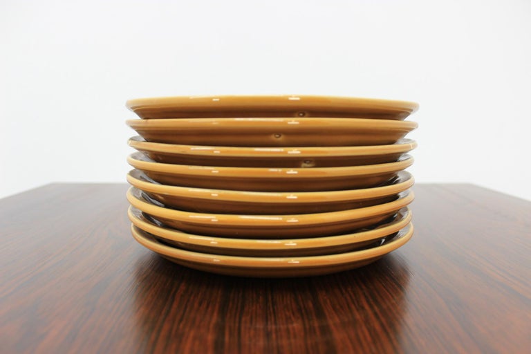Set of Eight Fondue Plates, Gien Pottery, France at 1stDibs