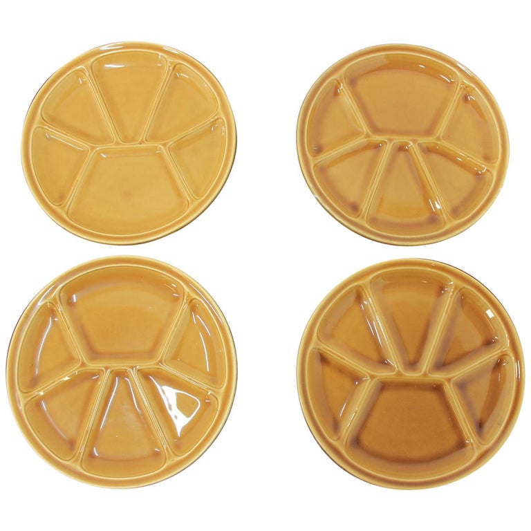 Set of Eight Fondue Plates, Gien Pottery, France at 1stDibs