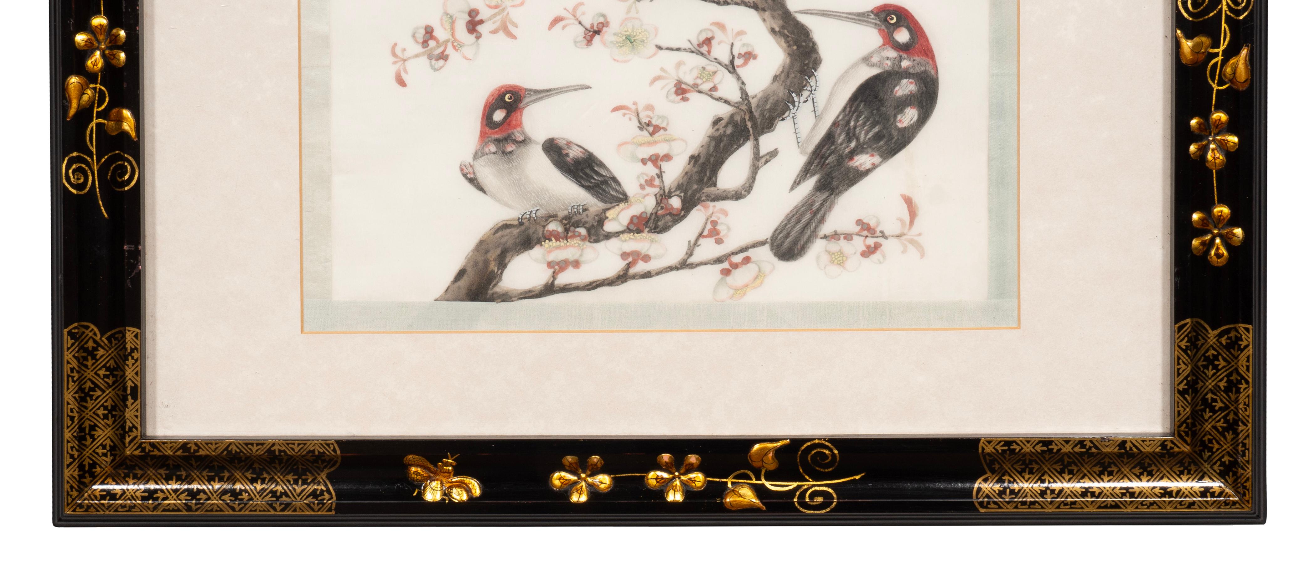 Set Of Eight Framed Chinese Export Pith Paper Watercolors Of Birds For ...