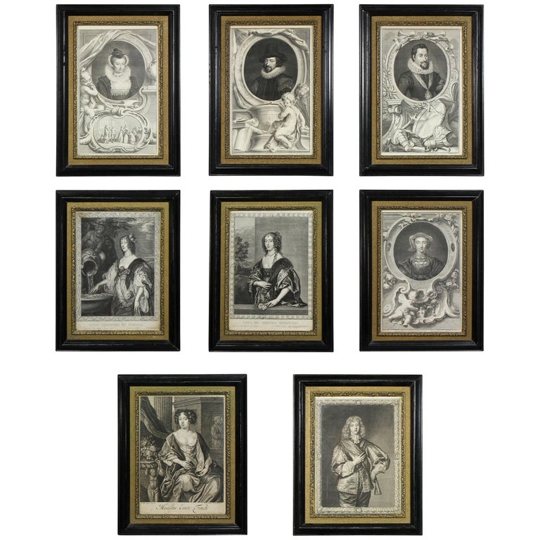 Set of Eight Framed Engravings of European Royalty For Sale at 1stDibs