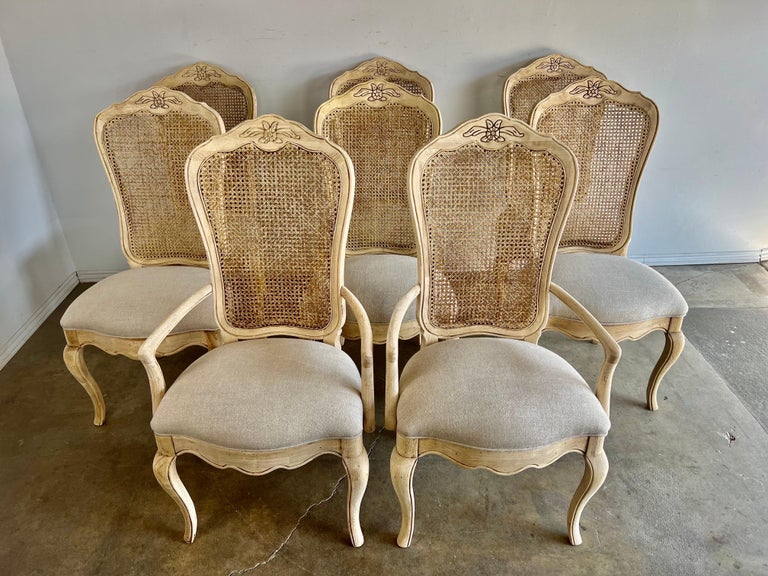 Set of Eight French Cane Back Dining Chairs C. 1930's at 1stDibs