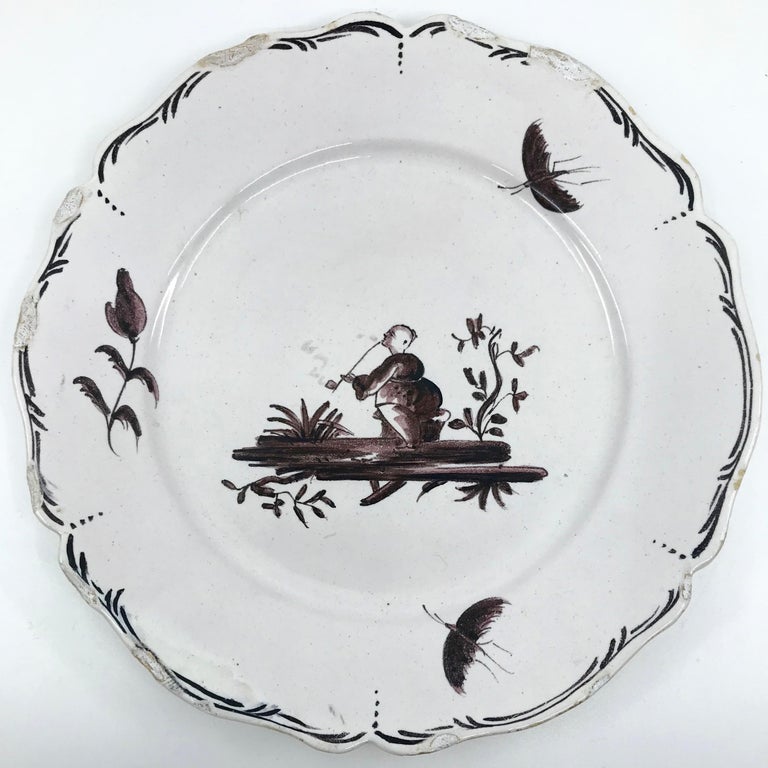 Set of Eight French Chinoiserie Faience Plates For Sale at 1stDibs