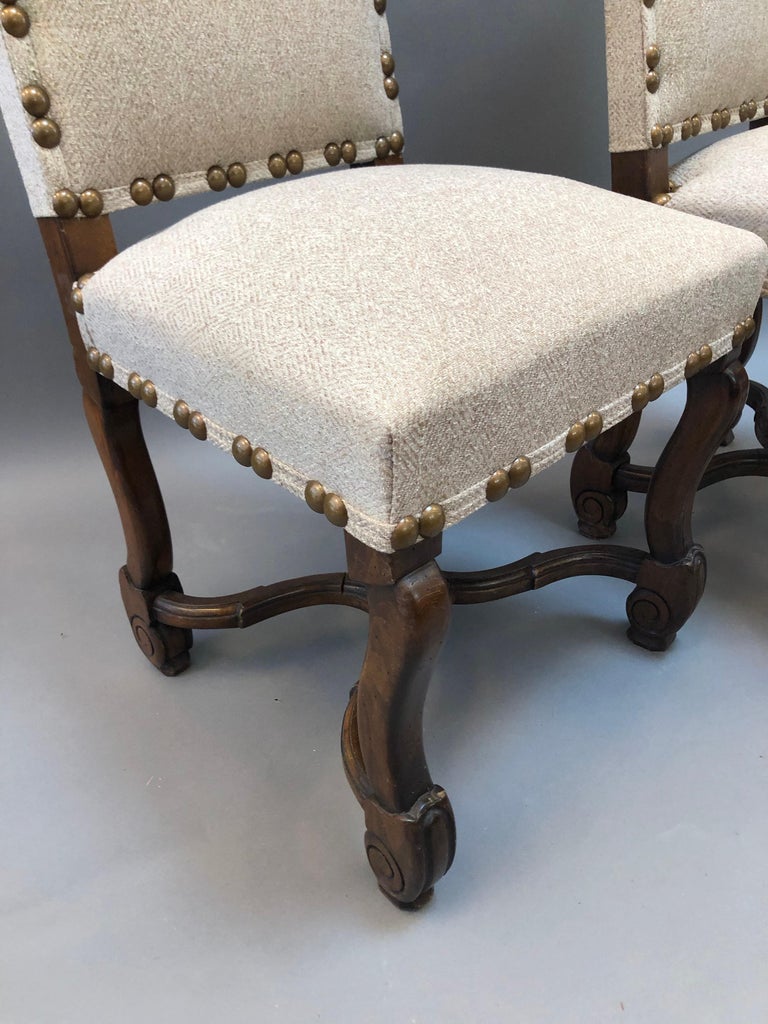 Set of Eight French Provincial Louis XIV Style Upholstered Walnut ...