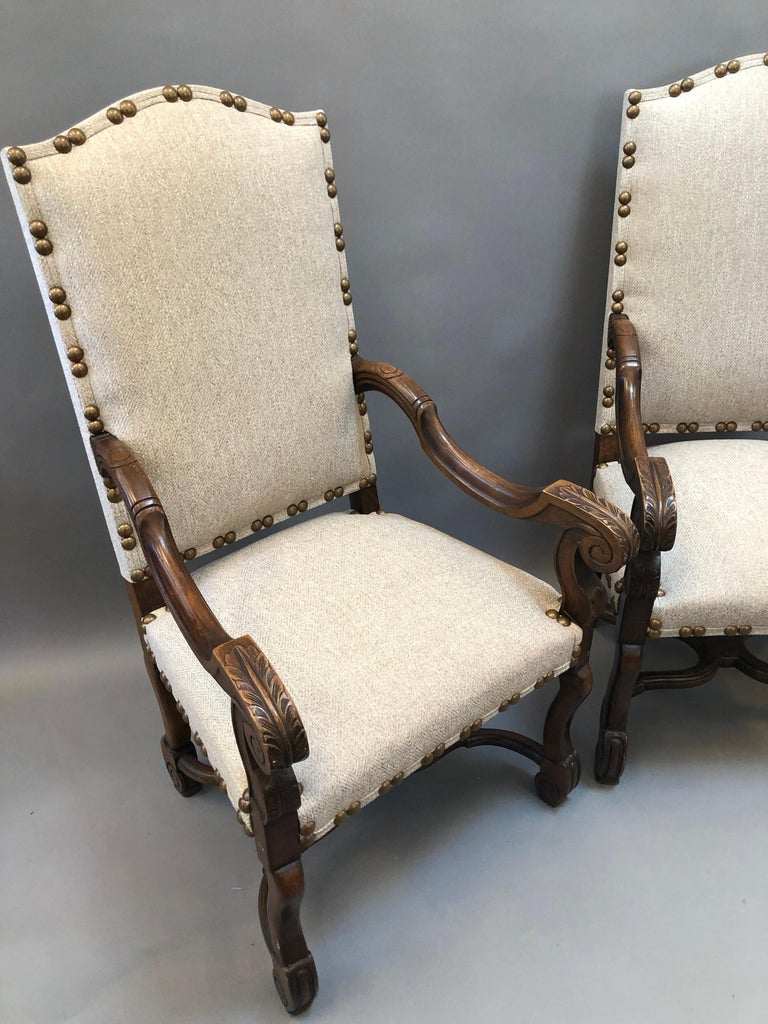 Set of Eight French Provincial Louis XIV Style Upholstered Walnut ...