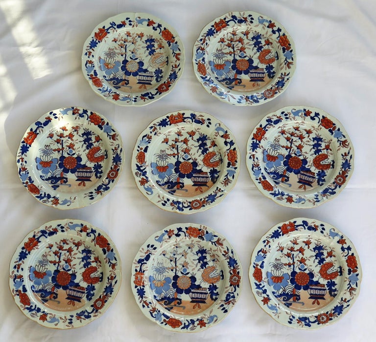 Set of Eight Georgian Mason's Ironstone Desert Plates Basket Japan ...