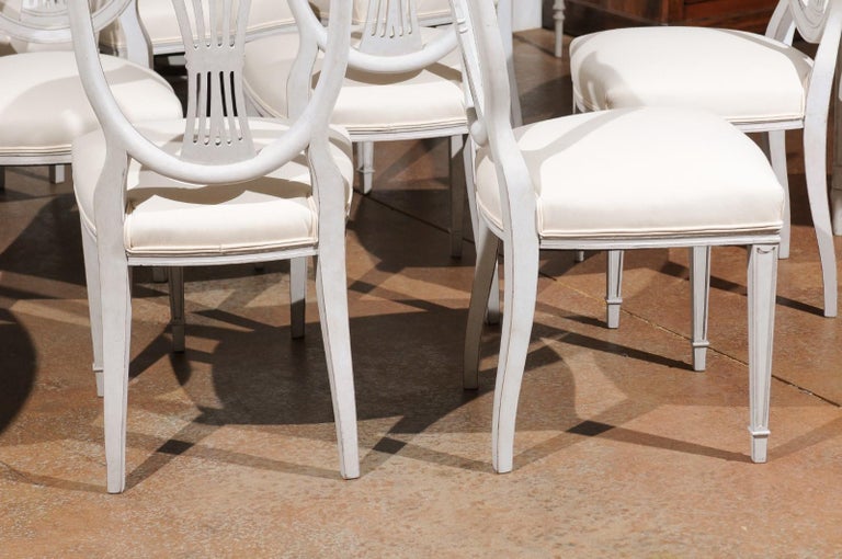 Set of Eight Painted Wood Shield-Back Dining Chairs at 1stDibs