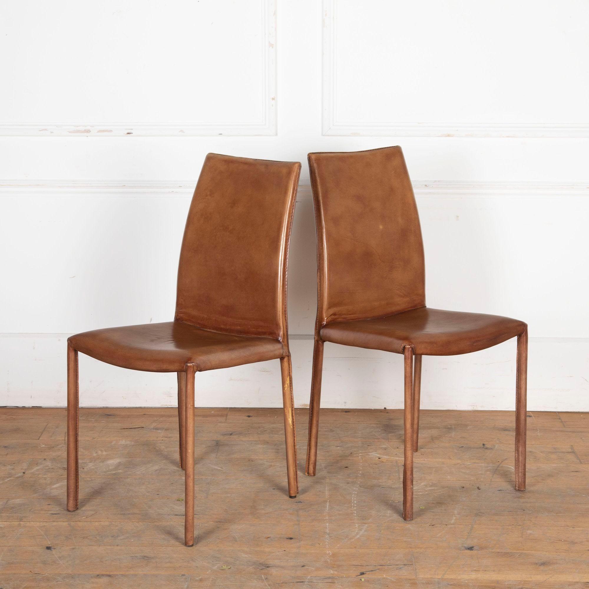 Set of Eight Heal's Buffalo Leather Dining Chairs at 1stDibs