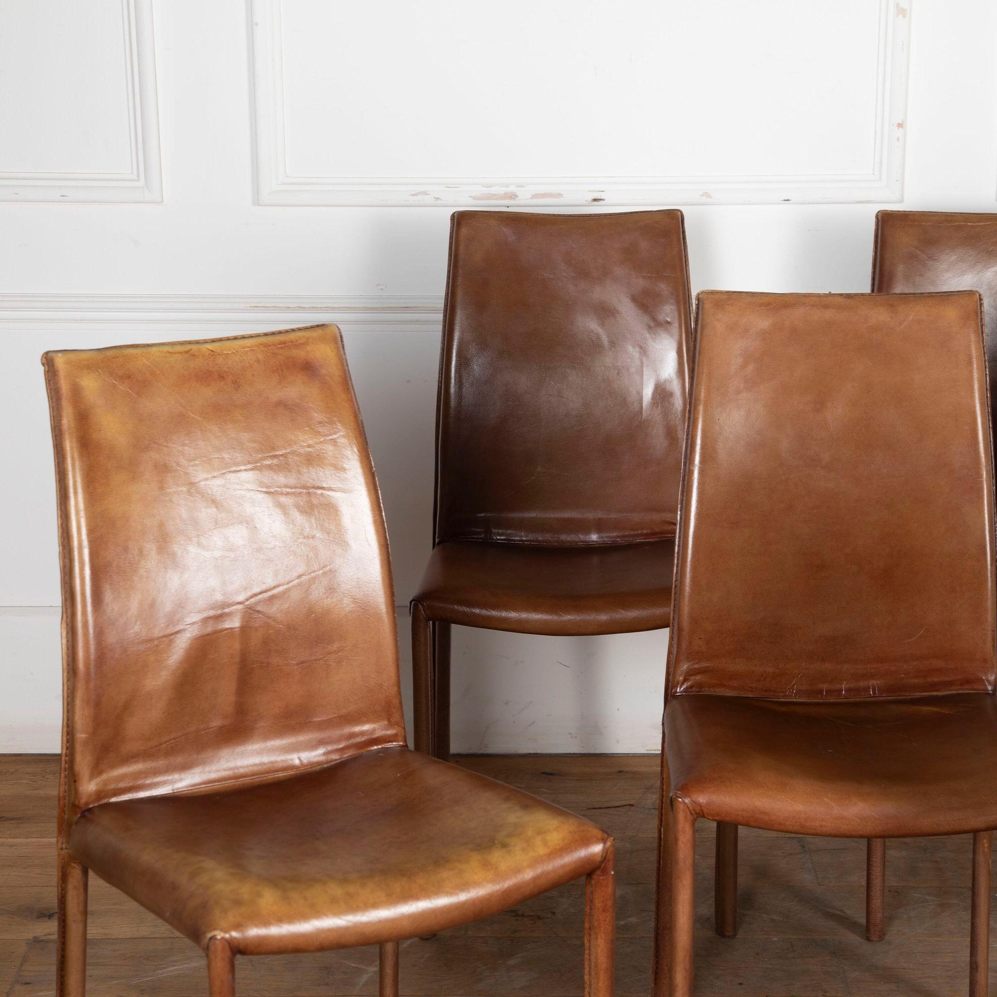 Set of Eight Heal's Buffalo Leather Dining Chairs at 1stDibs