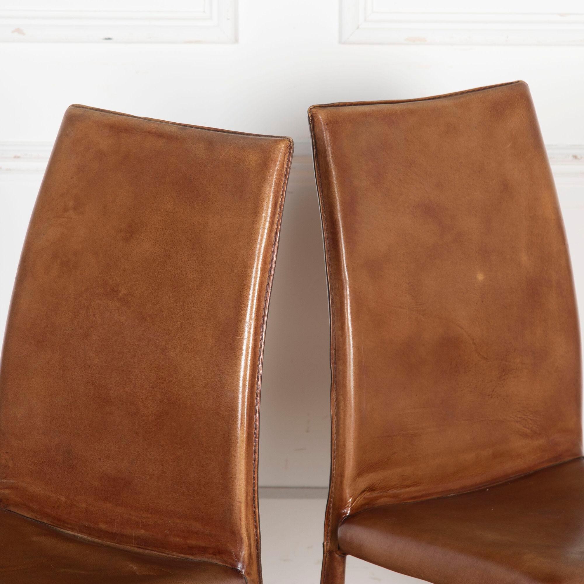 Set of Eight Heal's Buffalo Leather Dining Chairs at 1stDibs