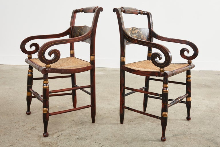 Set of Eight Hitchcock Style Stenciled Rush Seat Dining Chairs For Sale ...