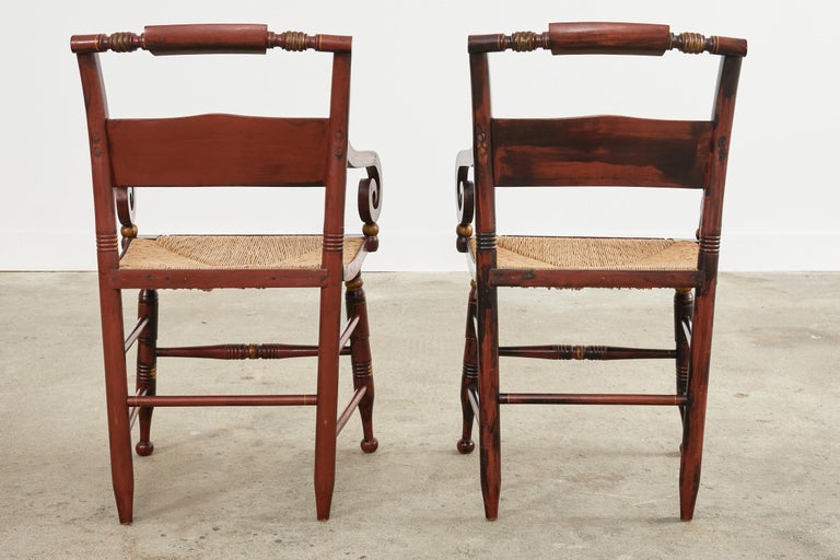 Set of Eight Hitchcock Style Stenciled Rush Seat Dining Chairs For Sale ...