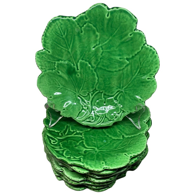 Set of Eight Italian Green Leaf Plates at 1stDibs